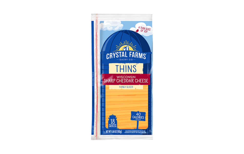 Sharp Cheddar Natural Thin Sliced Cheese | Crystal Farms