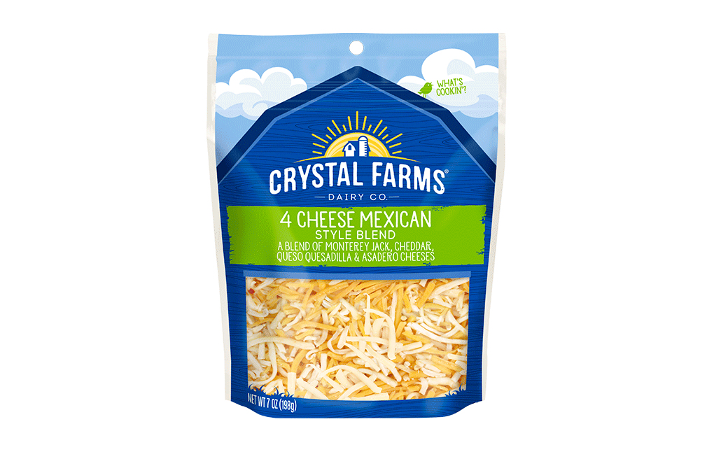 Mexican 4 Cheese Blend Shredded Cheese | Crystal Farms