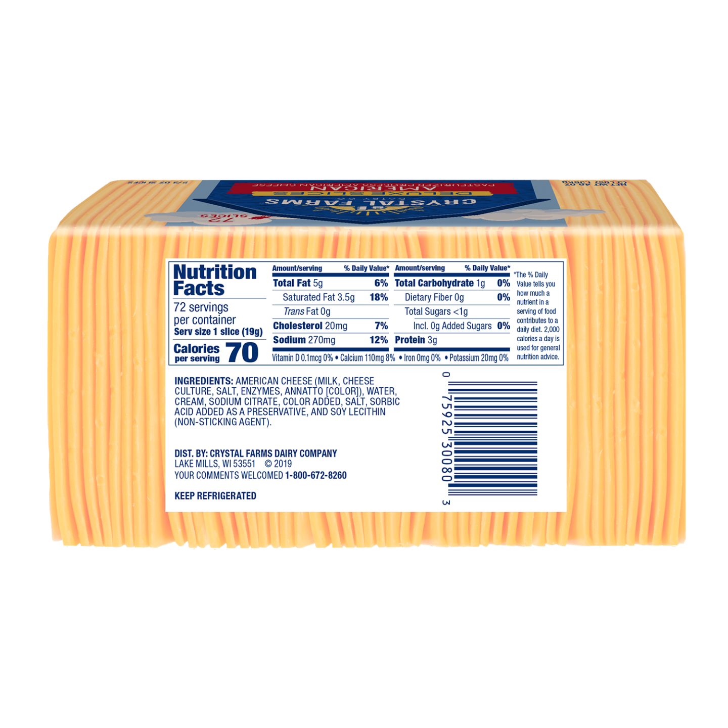 American Sliced Processed Cheese | Crystal Farms