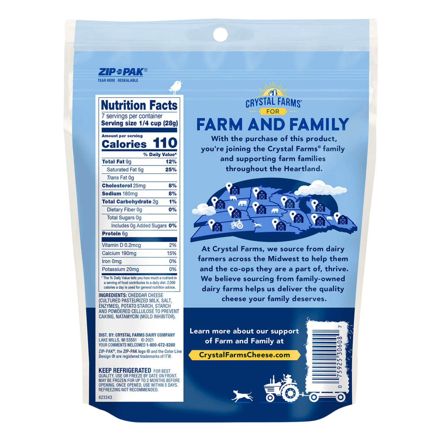 White Extra Sharp Cheddar Shredded Cheese | Crystal Farms