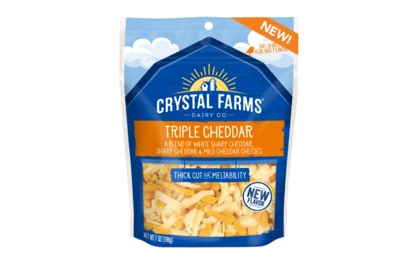Thick Cut Shredded Triple Cheddar Cheese | Crystal Farms